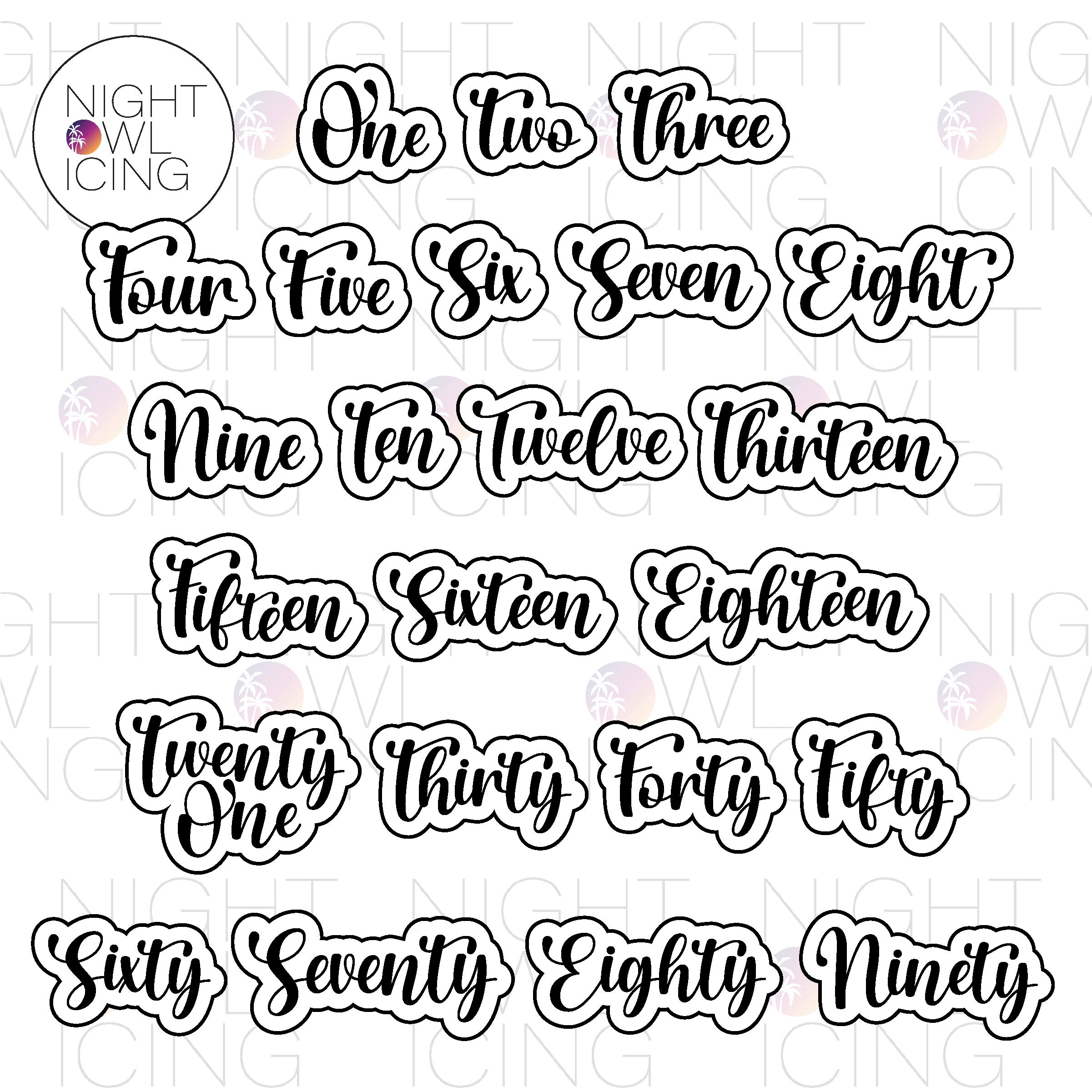 Swirl Number Words Cookie Cutter – LCWCookieCutters