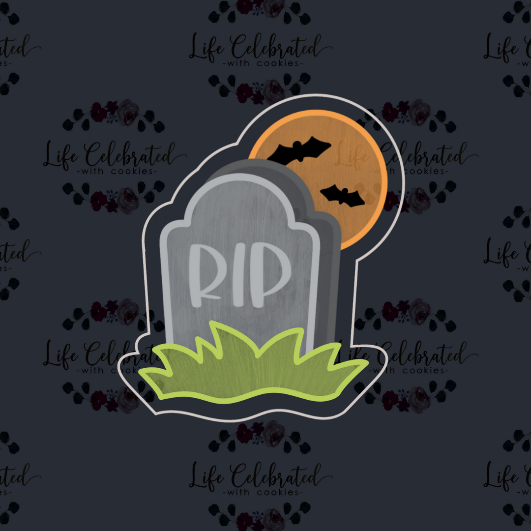 Gravestone with Moon Cookie Cutter – LCWCookieCutters