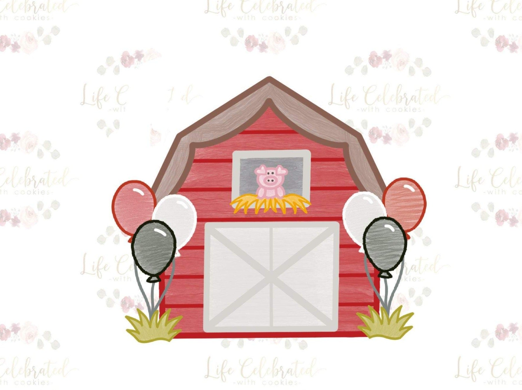 Red Barn with Balloons Cookie Cutter – LCWCookieCutters